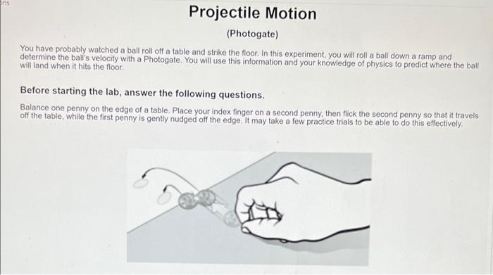 Solved ins Projectile Motion (Photogate) You have probably | Chegg.com
