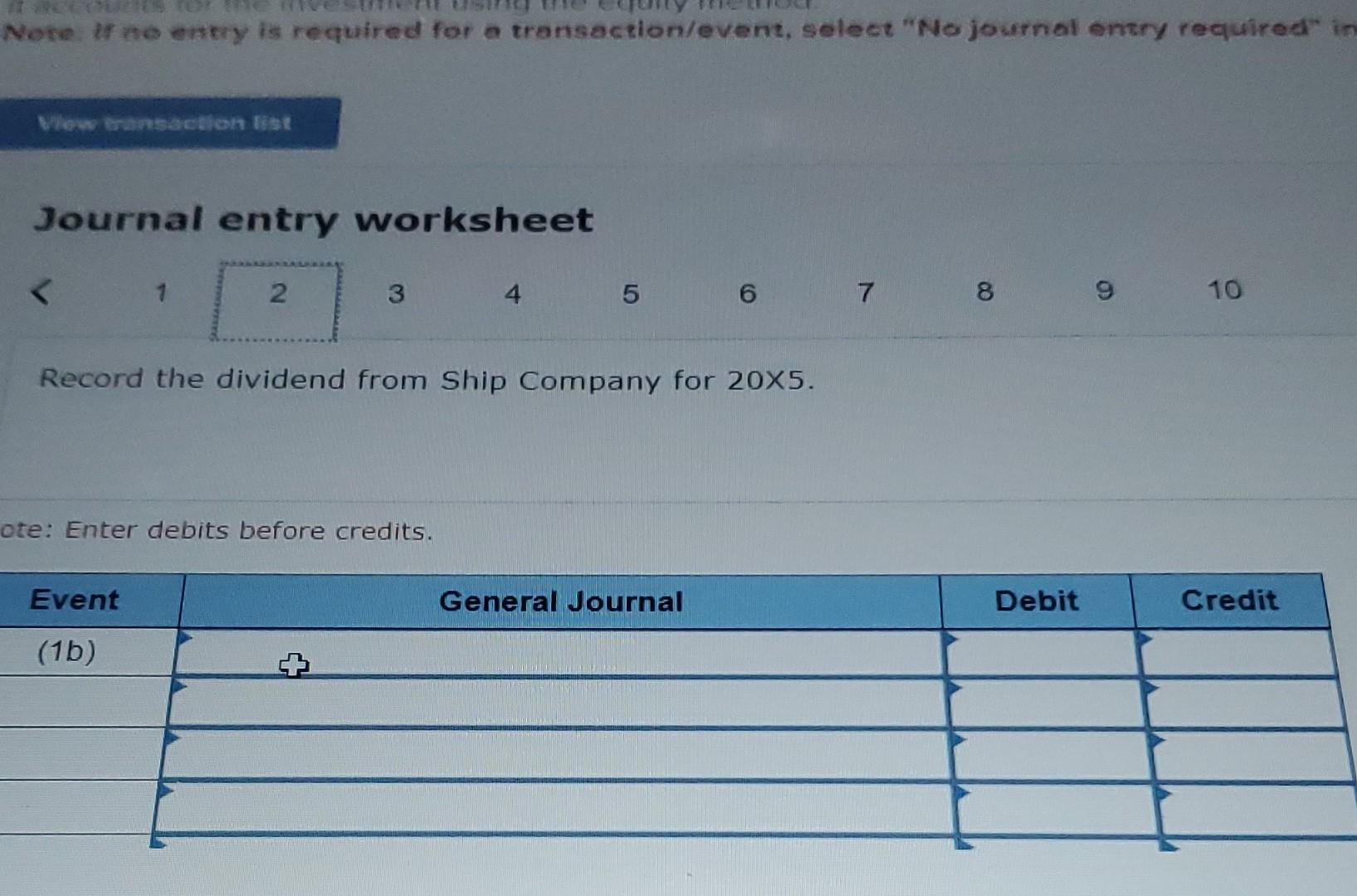 Journal entry worksheet Record the equity-method | Chegg.com