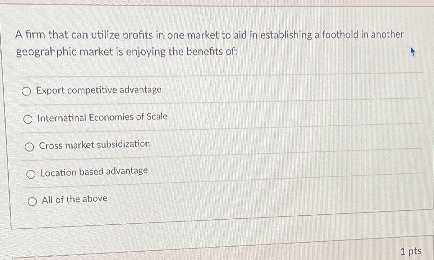 Solved A firm that can utilize profits in one market to aid | Chegg.com