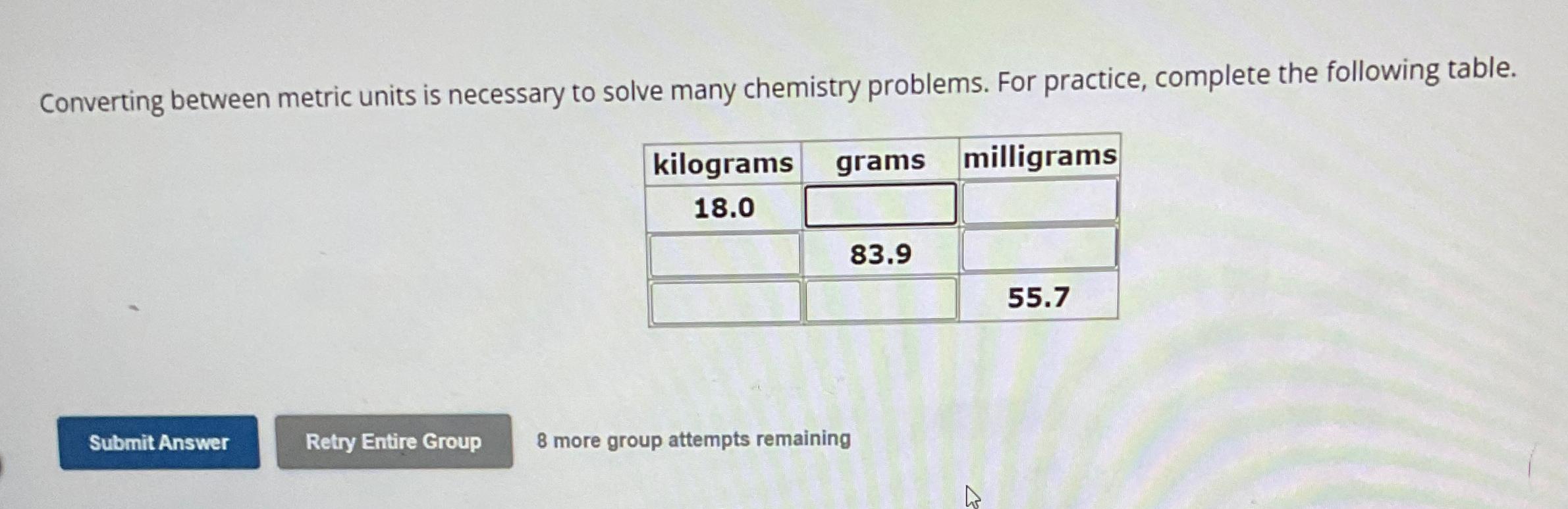 Solved Converting between metric units is necessary to solve | Chegg.com