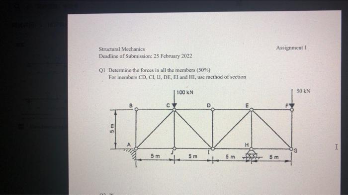 Solved Structural Mechanics Assignment ! Deadline of | Chegg.com