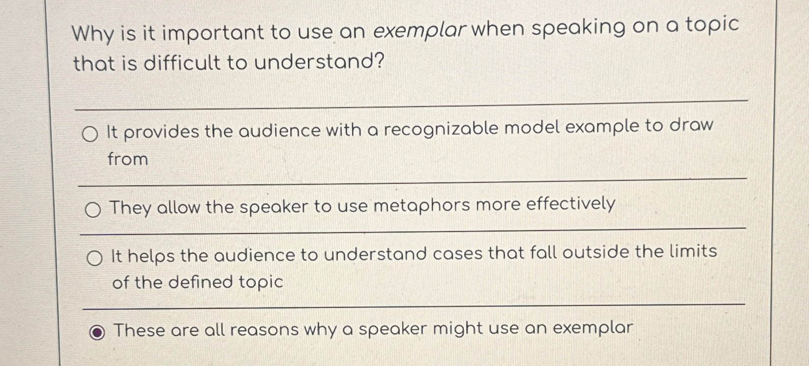 Solved Why is it important to use an exemplar when speaking | Chegg.com