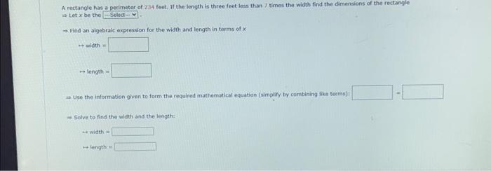 Solved A rectangle has a berimeter of 234 feet. If the | Chegg.com