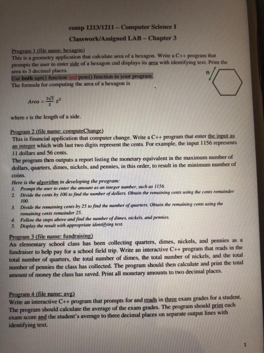 Solved comp 1213/1211 - Computer Science I | Chegg.com