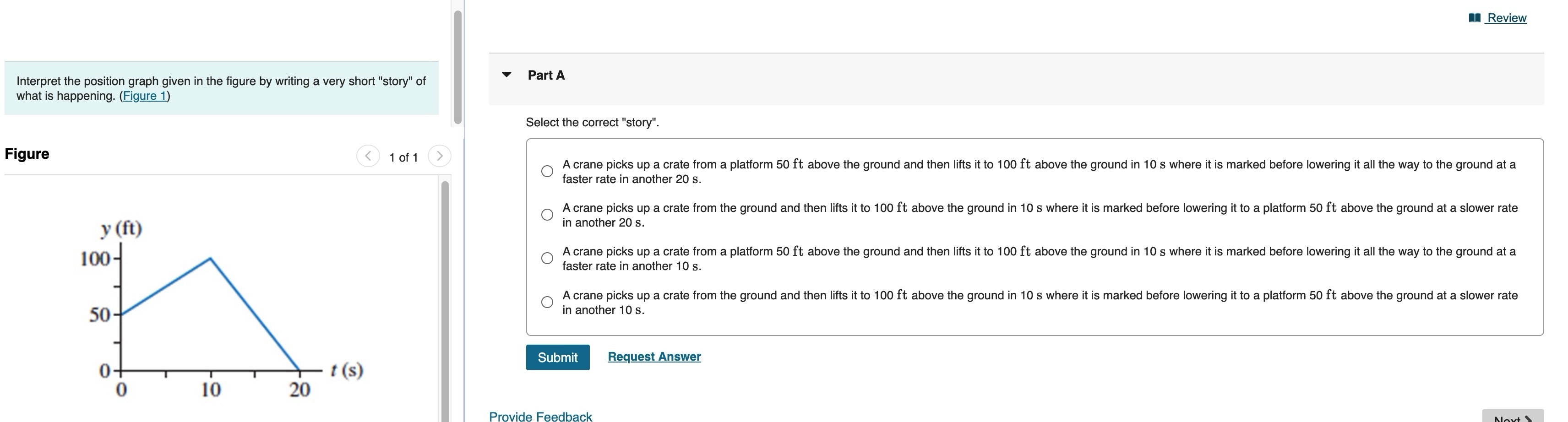 Solved ReviewInterpret the position graph given in the | Chegg.com