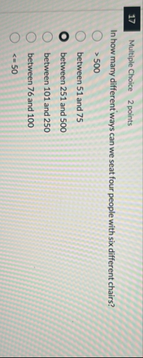 Solved Multiple Choice2 ﻿pointsIn how many different ways | Chegg.com