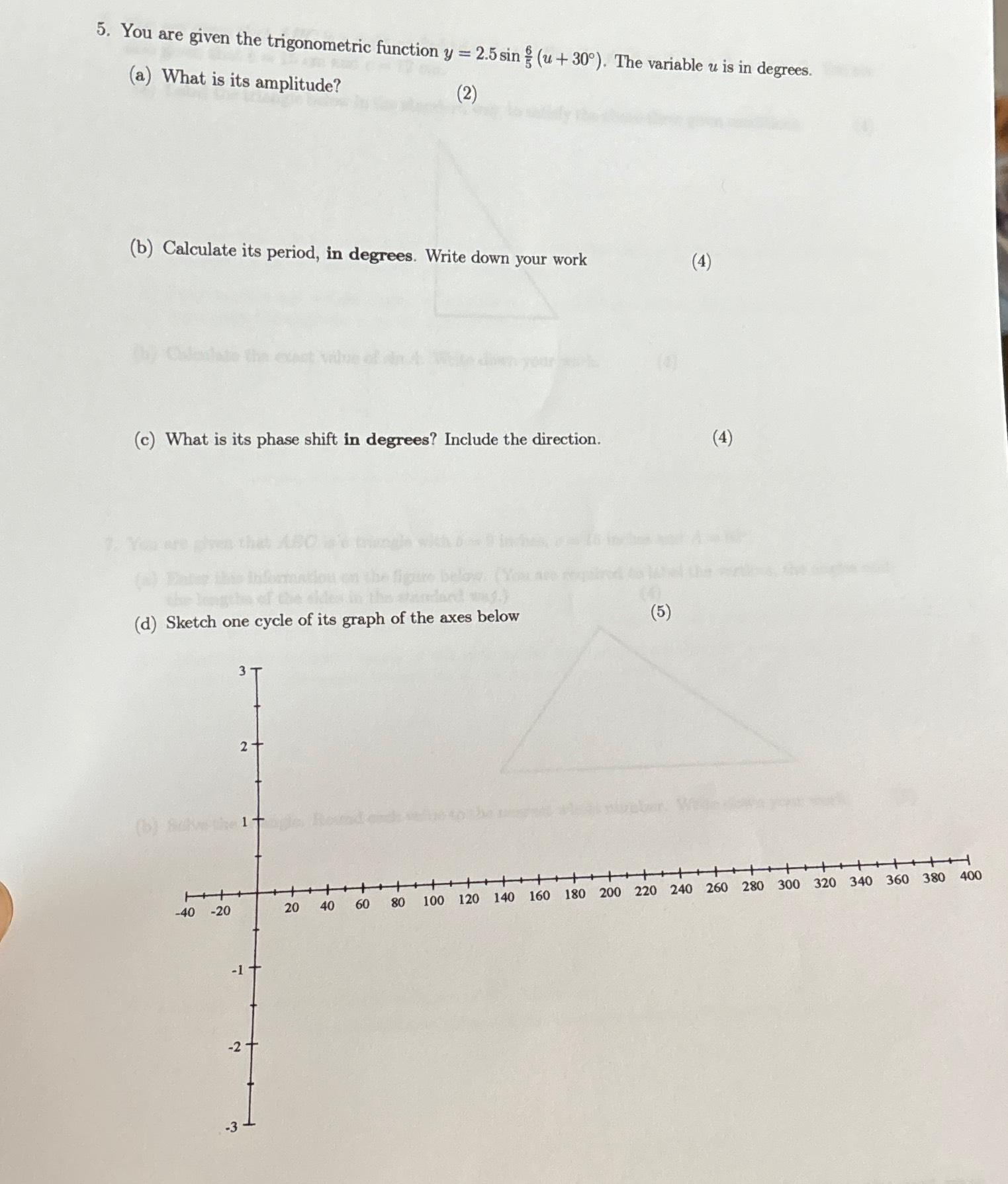 Solved You are given the trigonometric function | Chegg.com