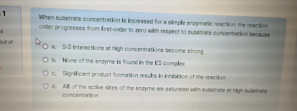 Solved When substrate concentration is increased for a | Chegg.com