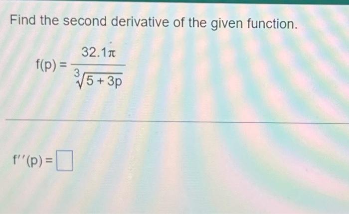 Solved Find the second derivative of the given function. | Chegg.com