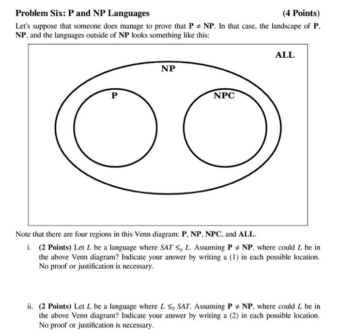 Solved Cs 103 thank you! Problem Six: P and NP Languages (4 | Chegg.com