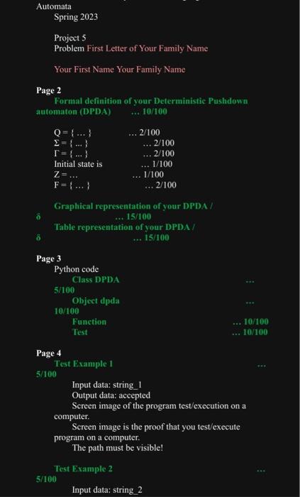 Solved Automata Spring 2023 Project 5 Problem First Letter | Chegg.com