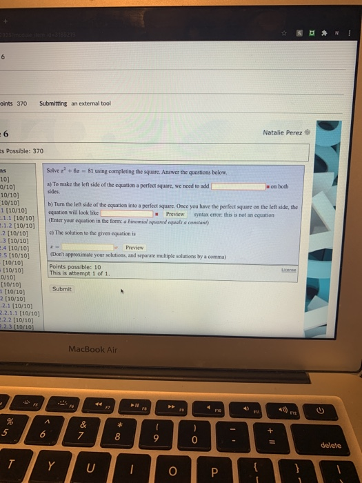 Solved NI 6 oints 370 Submitting an external tool 6 Natalie | Chegg.com