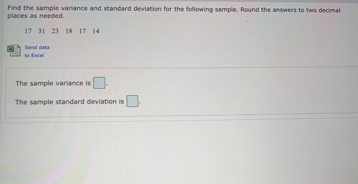 Solved Find the sample variance and standard deviation for | Chegg.com