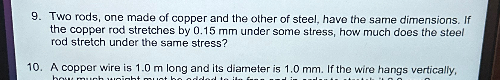 Solved Two rods, one made of copper and the other of steel, | Chegg.com