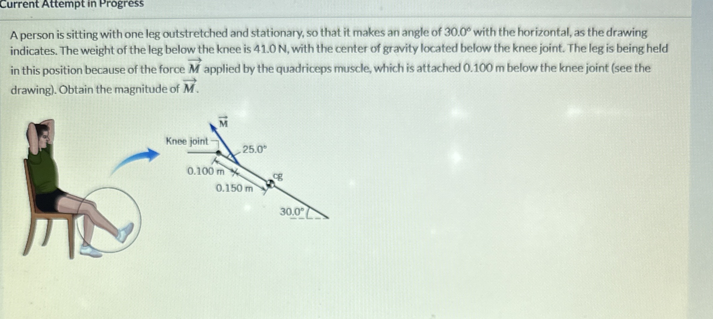Solved Current Attempt in ProgressA person is sitting with | Chegg.com
