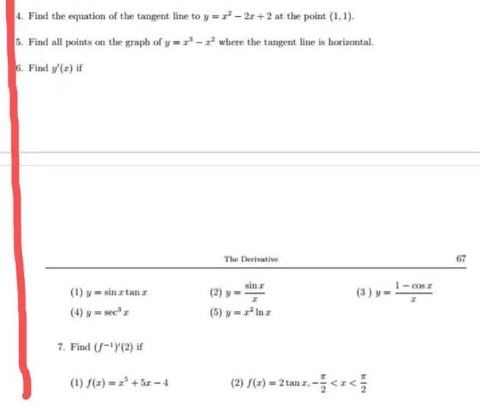 Solved 4. Find the equation of the tangent line to y=x2−2x+2 | Chegg.com