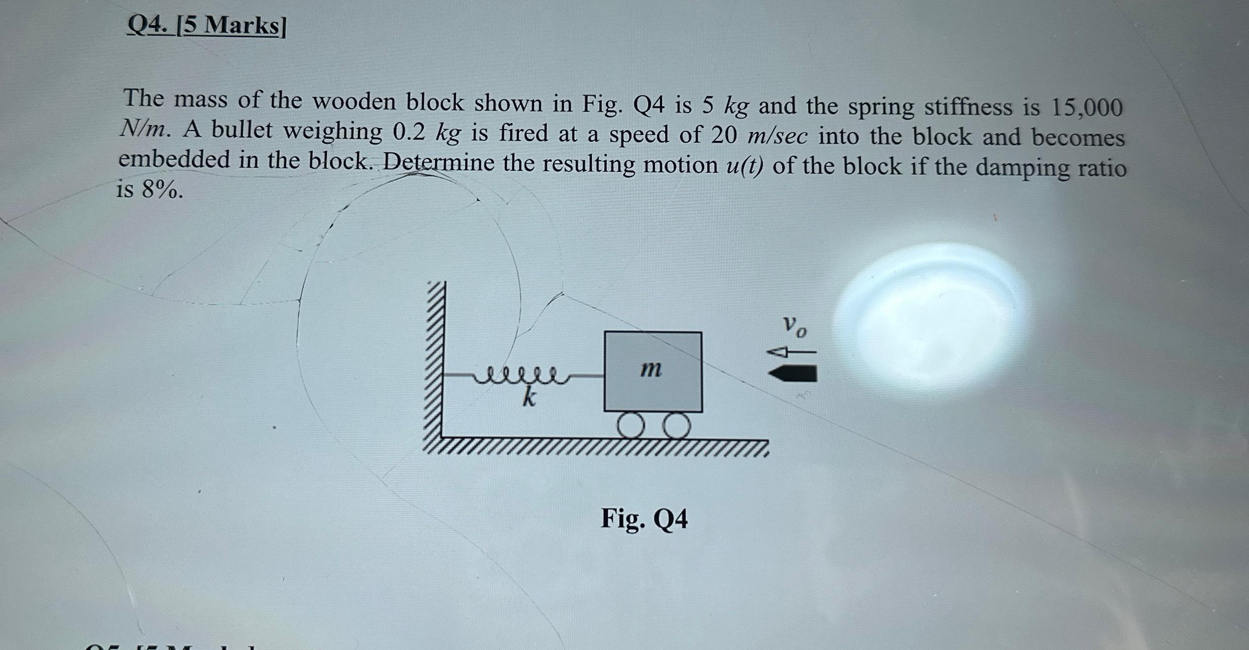 Solved Q4. [5 ﻿Marks]The mass of the wooden block shown in | Chegg.com