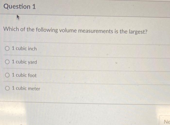 Solved Question 1 Which of the following volume measurements | Chegg.com