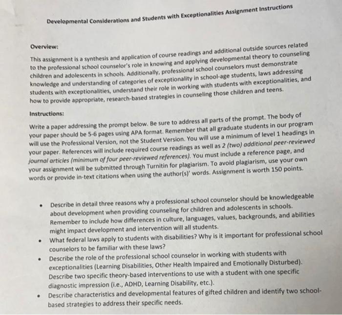 Developmental Considerations and Students with | Chegg.com