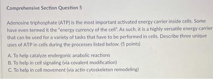 Solved Comprehensive Section Question 5 Adenosine | Chegg.com