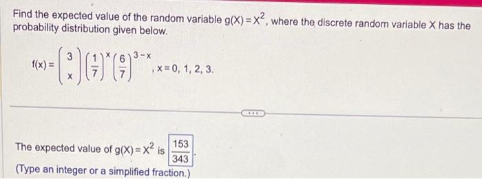 Solved Find the expected value of the random variable | Chegg.com