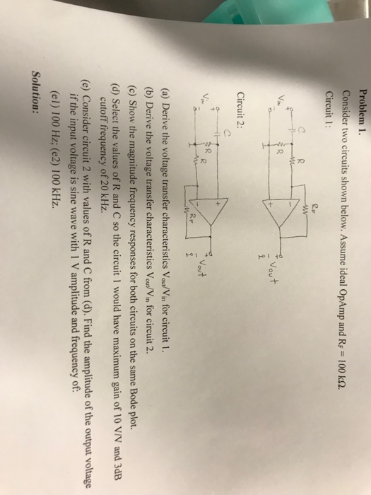 Solved Problem 1. Consider two circuits shown below. Assume | Chegg.com