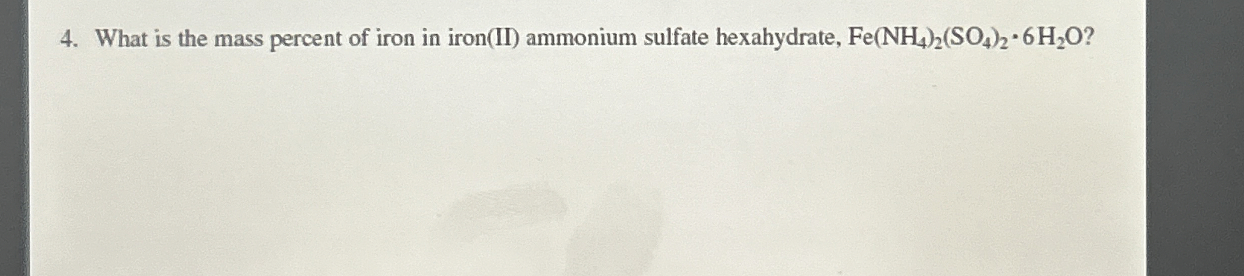 Solved What is the mass percent of iron in iron(II) | Chegg.com