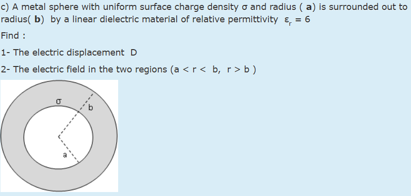 Solved c) ﻿A metal sphere with uniform surface charge | Chegg.com
