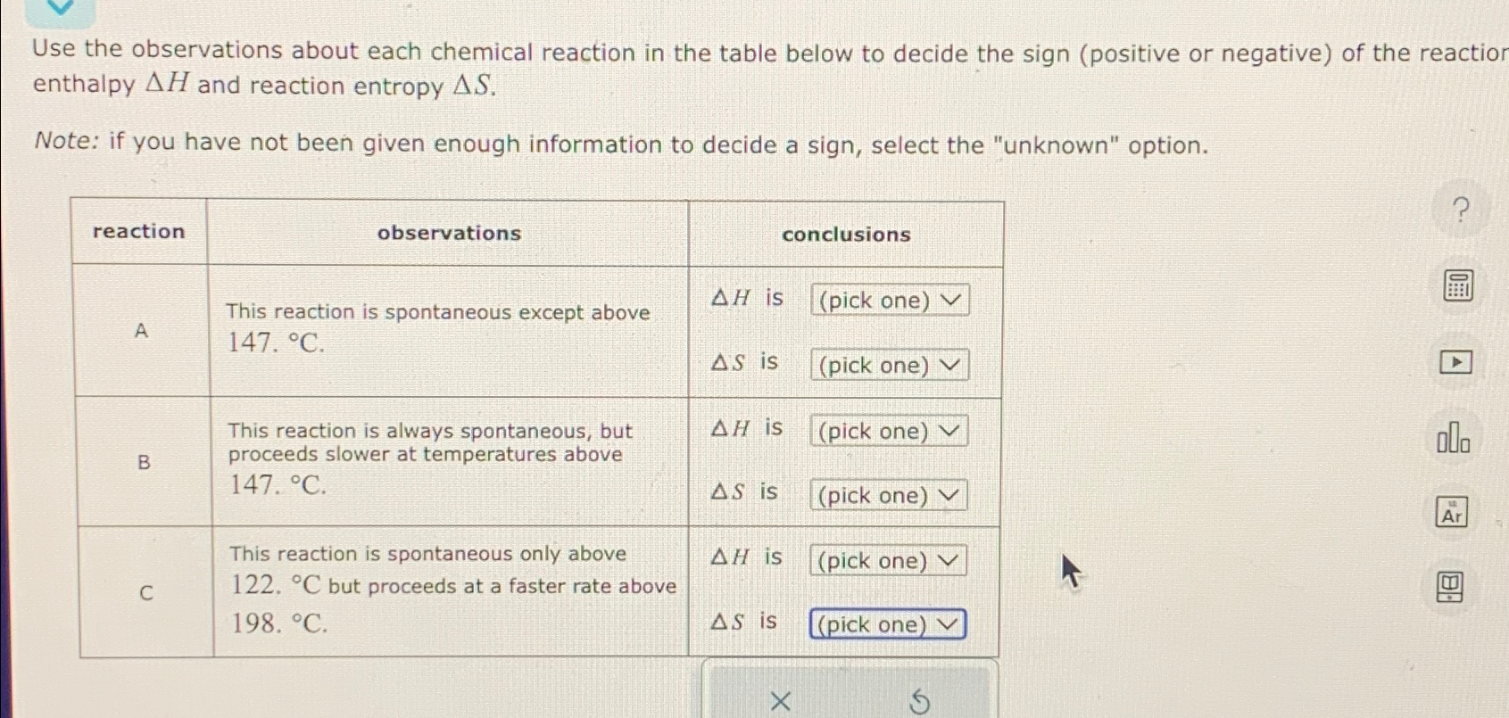 Solved Use the observations about each chemical reaction in | Chegg.com