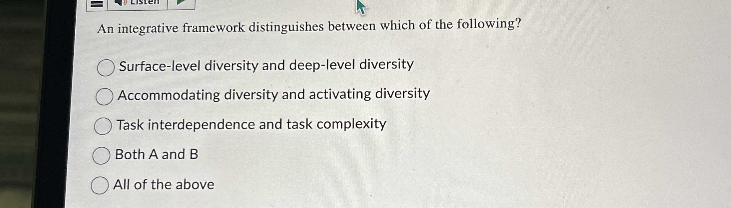 Solved An integrative framework distinguishes between which | Chegg.com