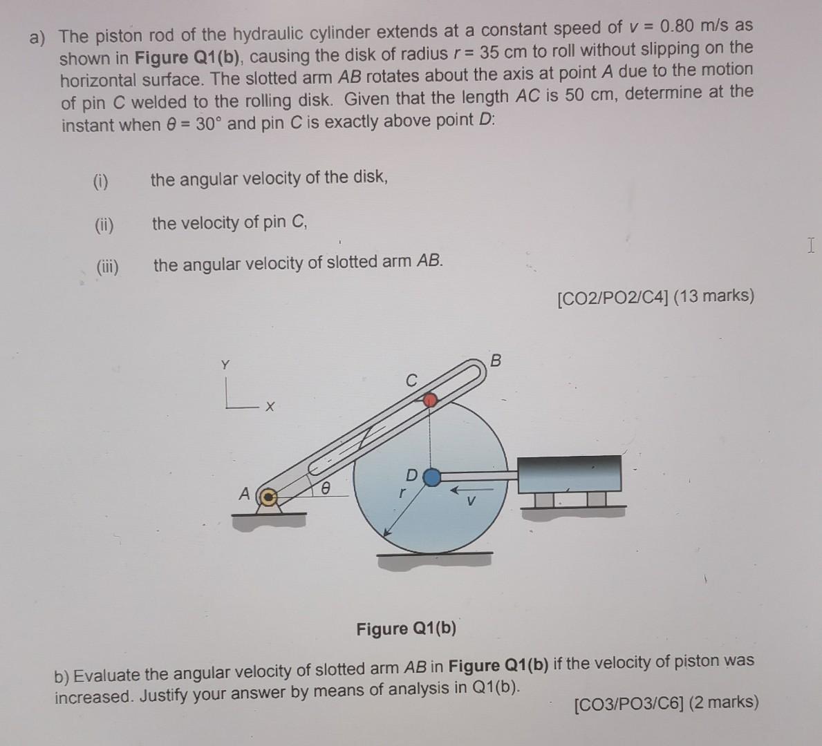 Solved a) The piston rod of the hydraulic cylinder extends | Chegg.com