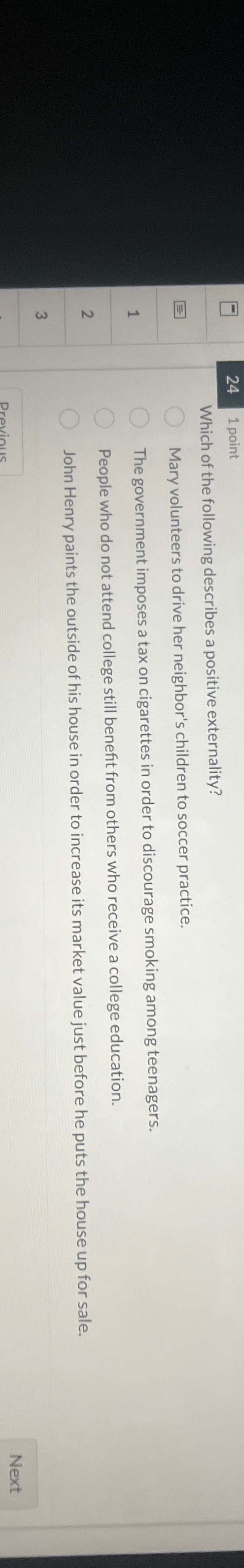 Solved 241 ﻿pointWhich of the following describes a positive | Chegg.com
