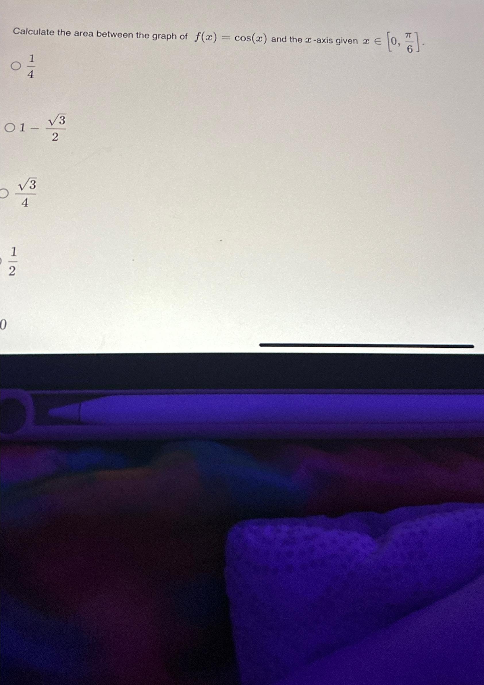 Solved Calculate the area between the graph of f(x)=cos(x) | Chegg.com