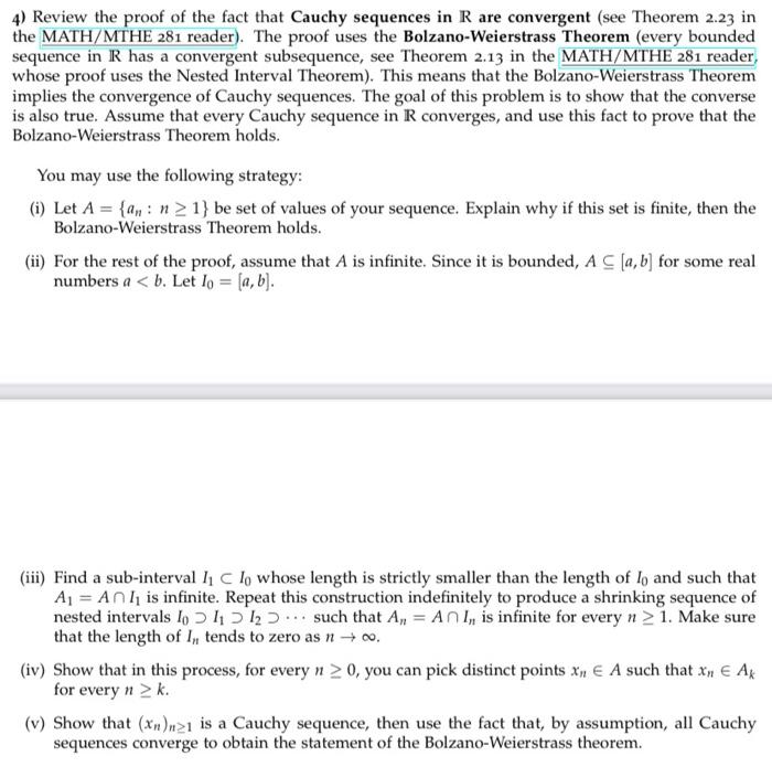 Solved 4) Review the proof of the fact that Cauchy sequences | Chegg.com