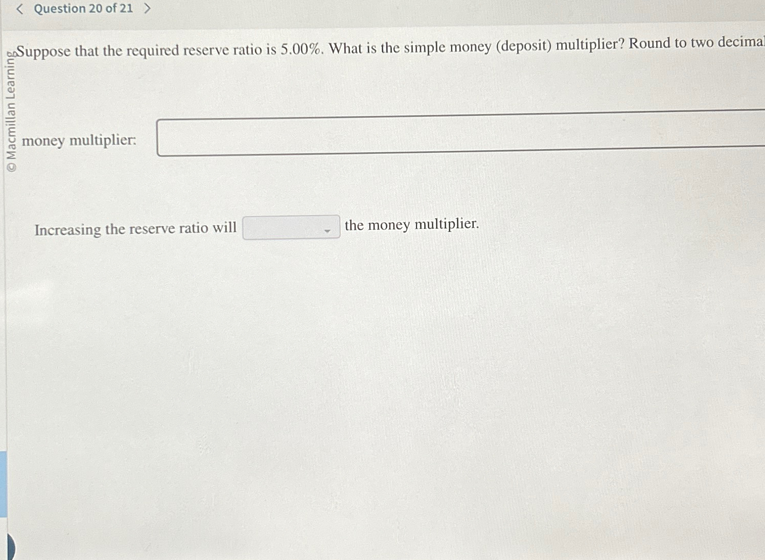 Solved Question 20 ﻿of 21>aSuppose that the required reserve | Chegg.com