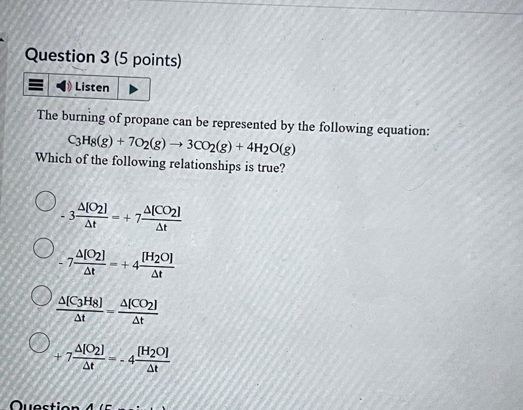 Solved Question 3 (5 ﻿points)The burning of propane can be | Chegg.com