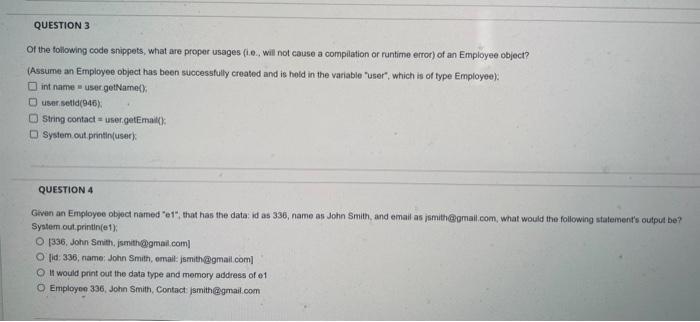 Solved Of the tollowing code snippets, what are proper | Chegg.com