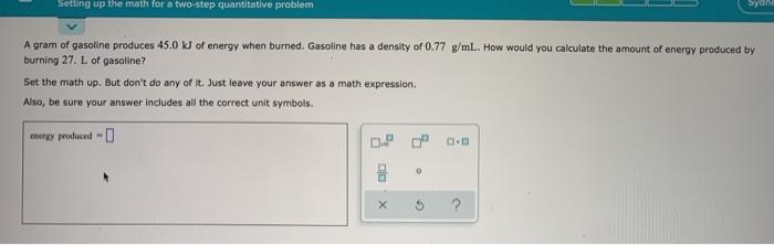 Solved Setting up the math for a two-step quantitative | Chegg.com