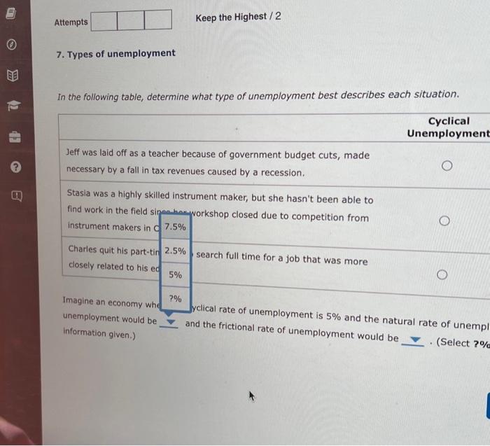 Solved In the following thble, determine what type of | Chegg.com