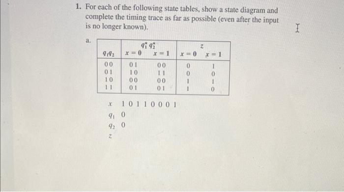 Solved 1. For each of the following state tables, show a | Chegg.com