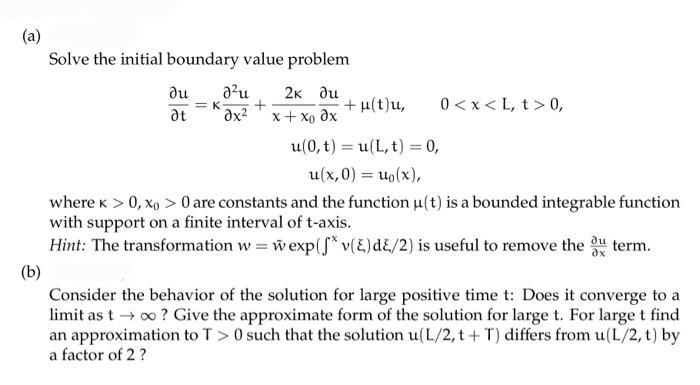 (a) Solve the initial boundary value problem | Chegg.com