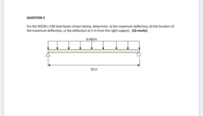 Solved For the W530 ×138 steel beam shown below, determine: | Chegg.com