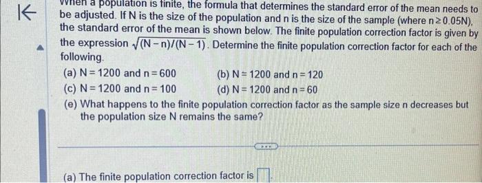 Solved Vinen a population is finite, the formula that | Chegg.com