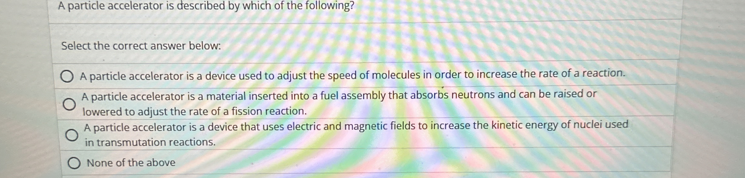 Solved A particle accelerator is described by which of the | Chegg.com