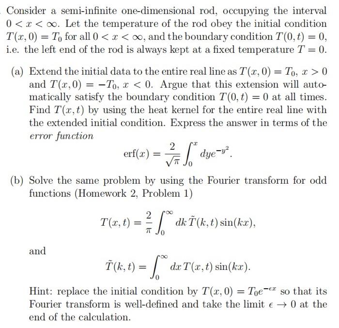 Solved Consider a semi-infinite one-dimensional rod, | Chegg.com