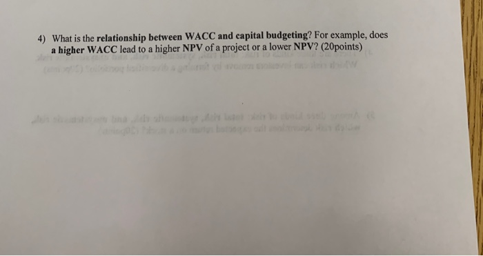 Solved 4) What is the relationship between WACC and capital | Chegg.com