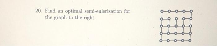 Solved 20. Find an optimal semi-eulerization for the graph | Chegg.com