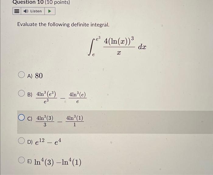 Solved Evaluate the following definite integral. | Chegg.com