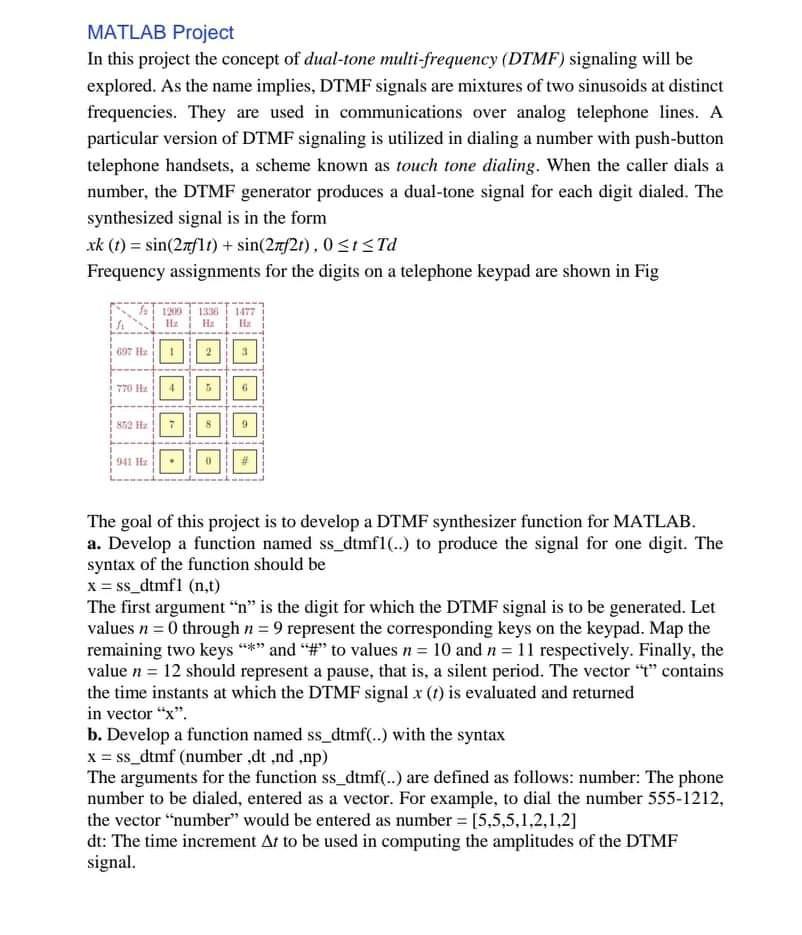 Solved MATLAB Project In this project the concept of | Chegg.com