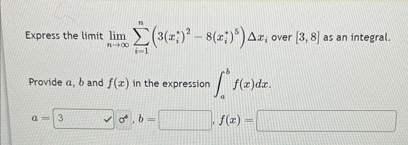 Solved Express the limit \\\\lim_(n->\\\\infty | Chegg.com